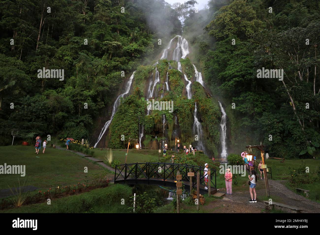 Visitors soak in the "Termales de Santa Rosa" hot springs in Santa Rosa ...