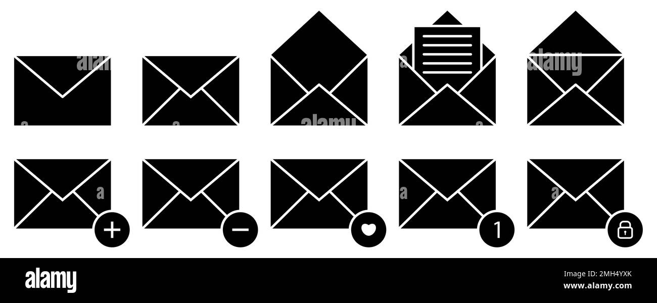 Envelope signs. Mail icon set. Vector illustration Stock Vector Image ...
