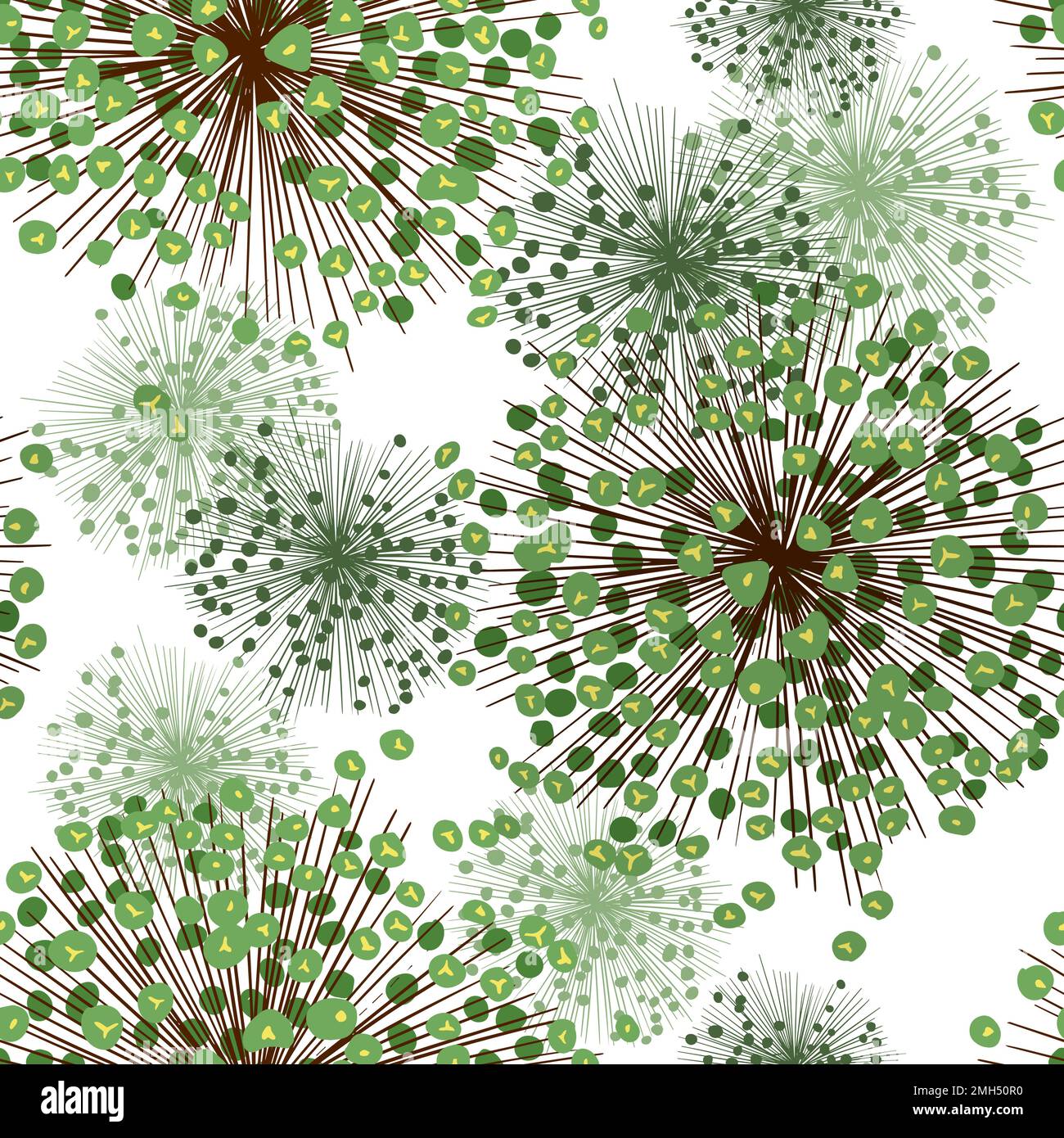 Green Flower background . Onion flowers seamless pattern. Vector ...