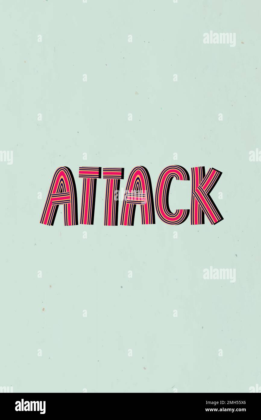 Vector attack word hand drawn concentric font typography Stock Vector ...