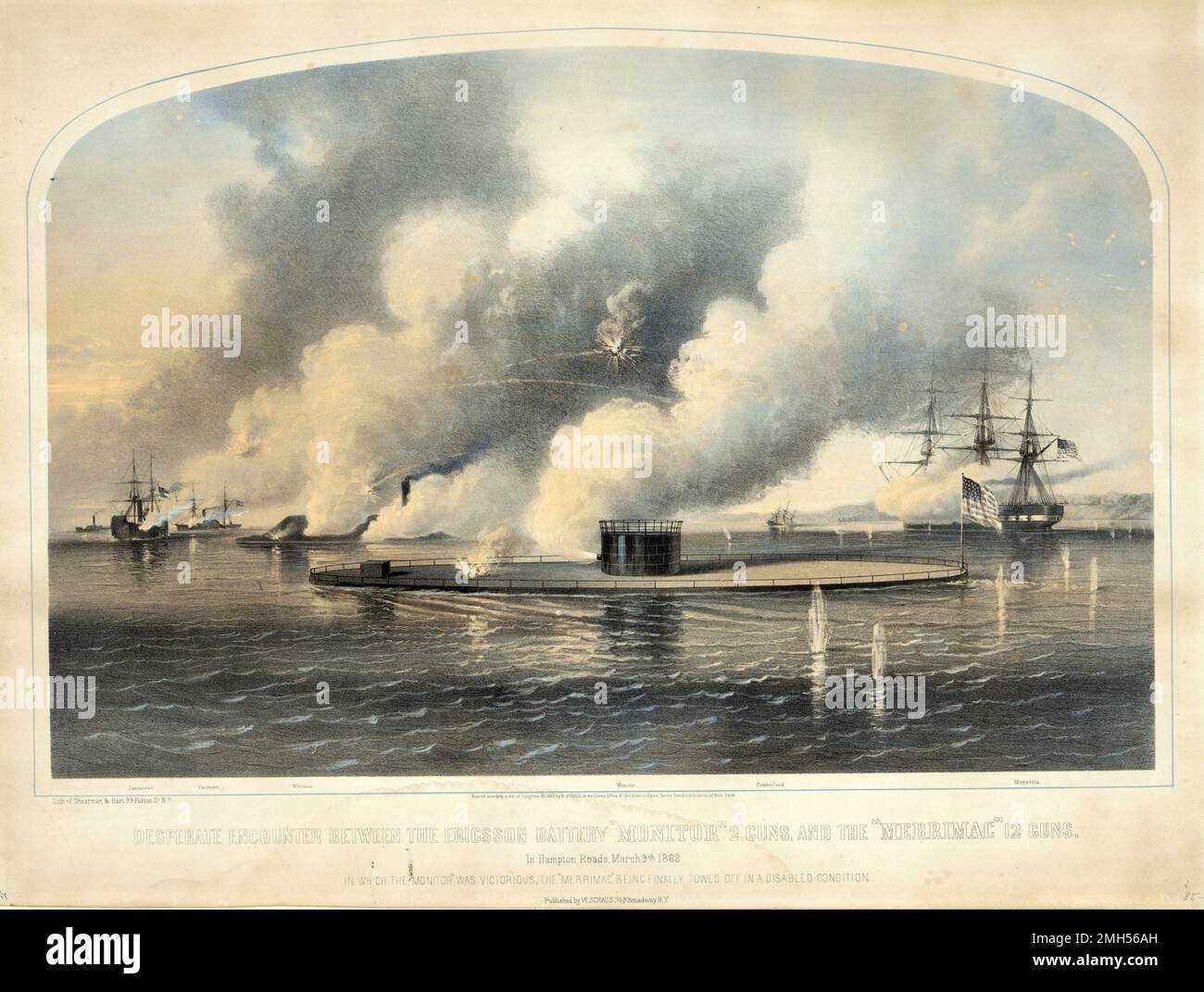 The Battle of Hampton Roads ( also Battle of the Monitor and Virginia ...