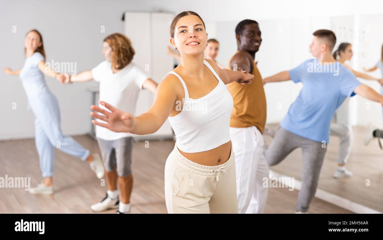 People dancing together slow ballroom dances in pairs in choreography ...