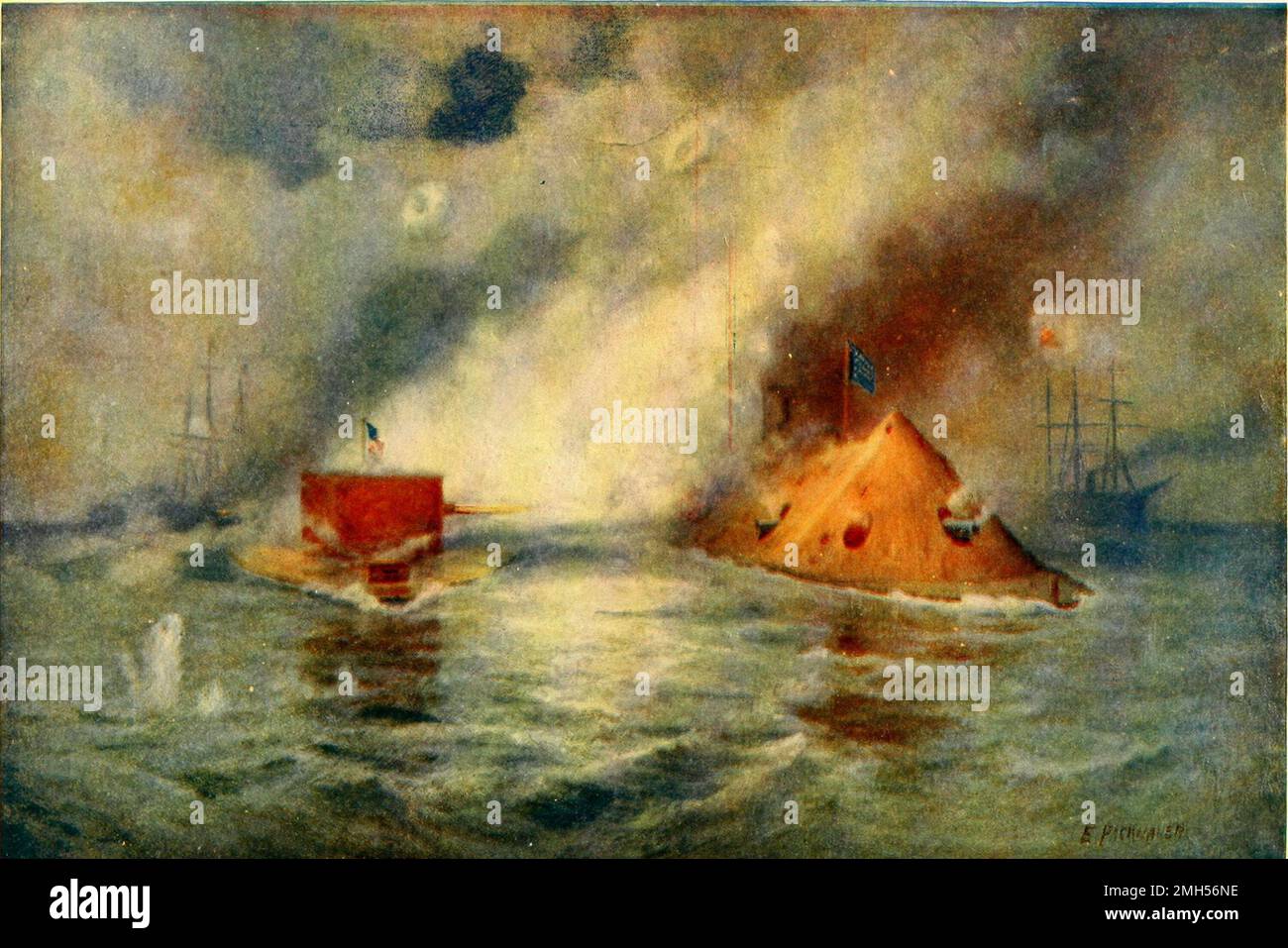 The Battle of Hampton Roads ( also Battle of the Monitor and Virginia ...
