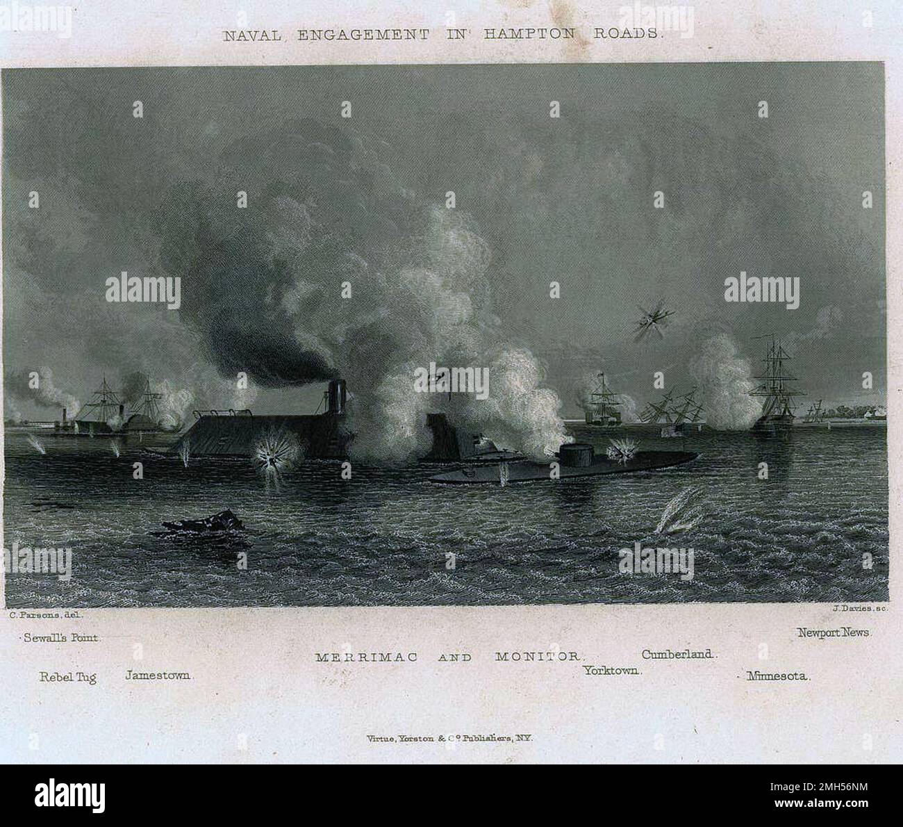 The Battle of Hampton Roads ( also Battle of the Monitor and Virginia ...