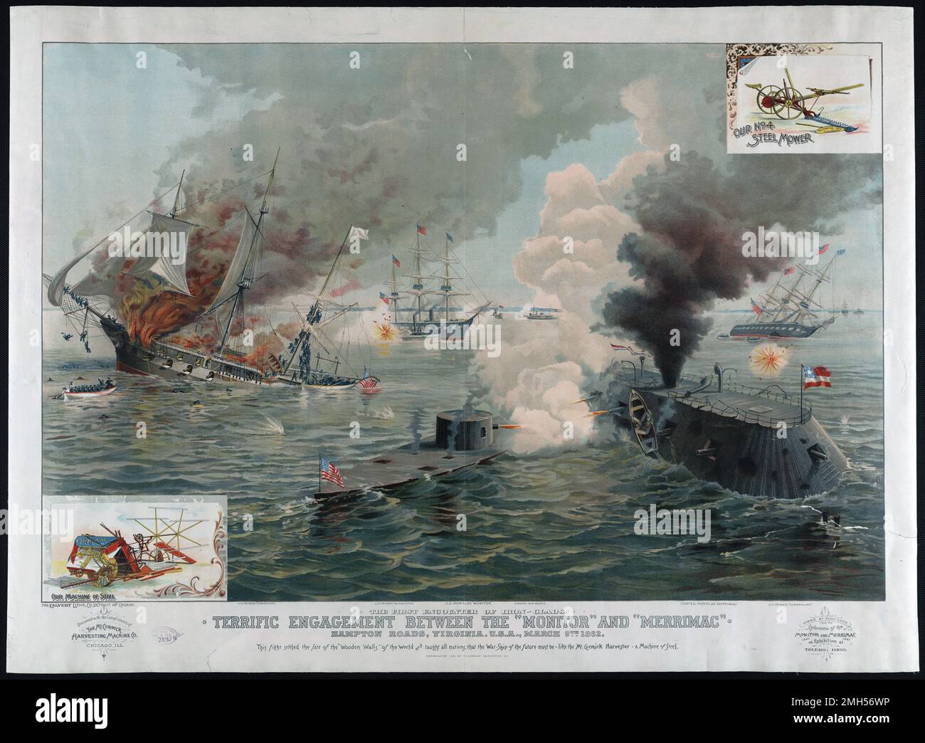 The Battle of Hampton Roads ( also Battle of the Monitor and Virginia ...