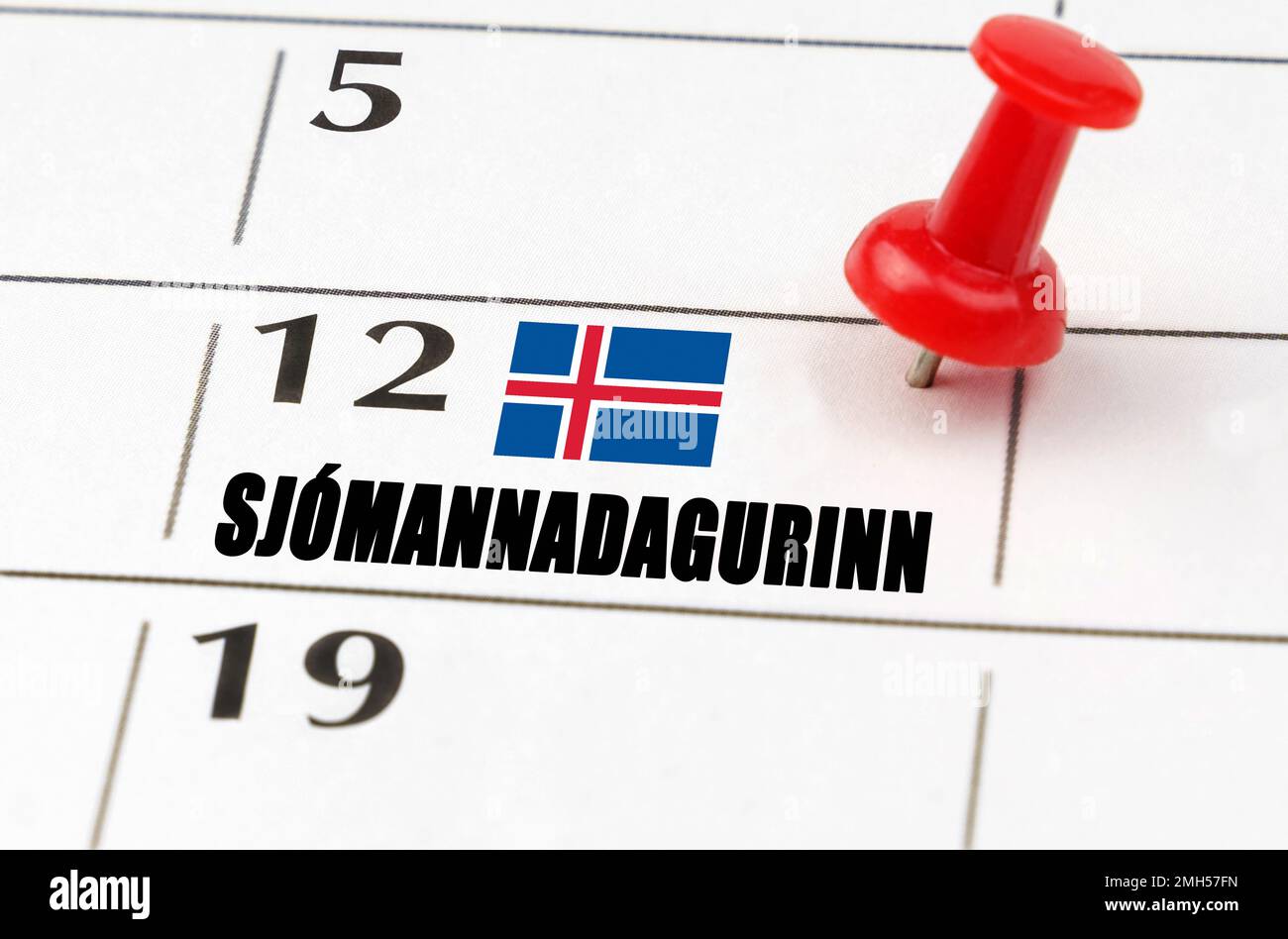 National holidays. On the calendar grid, the date and name of the ...