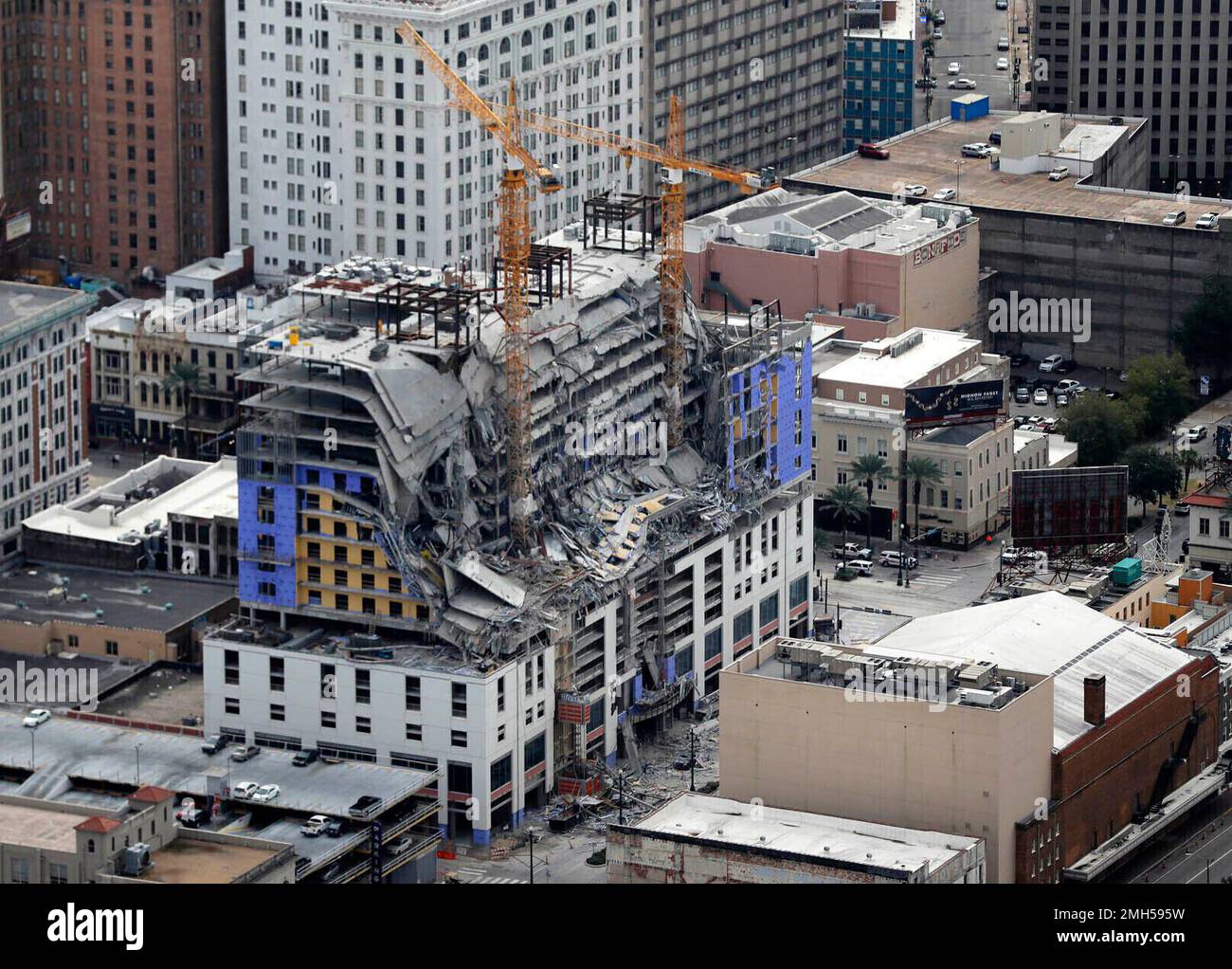 FILE - This Oct. 12, 2019, file photo shows damage of a partial ...