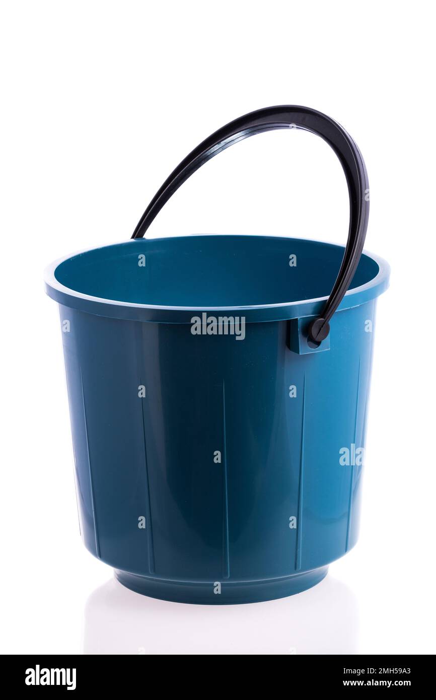 Blue Plastic Bucket For Household Cleaning - On White Background Stock ...