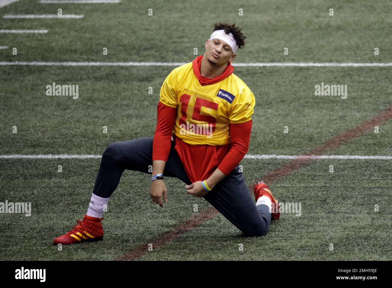 Kansas City Chiefs quarterback Patrick Mahomes works out at NFL ...