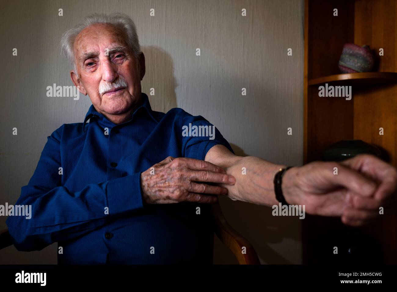 In this Friday, Jan. 10, 2020 photo Auschwitz survivor Leon Weintraub ...