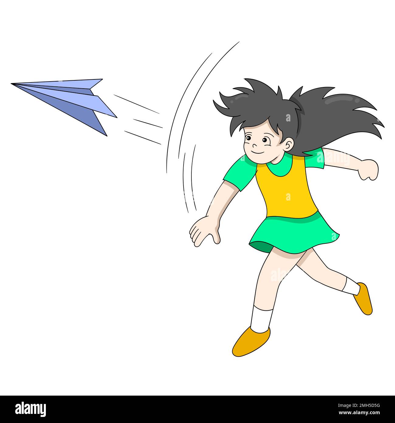 Cartoon Kid Playing Alone