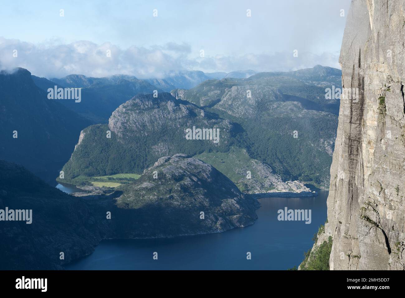 View of the mountains from the Preikestolen cliff, norway Stock Photo ...