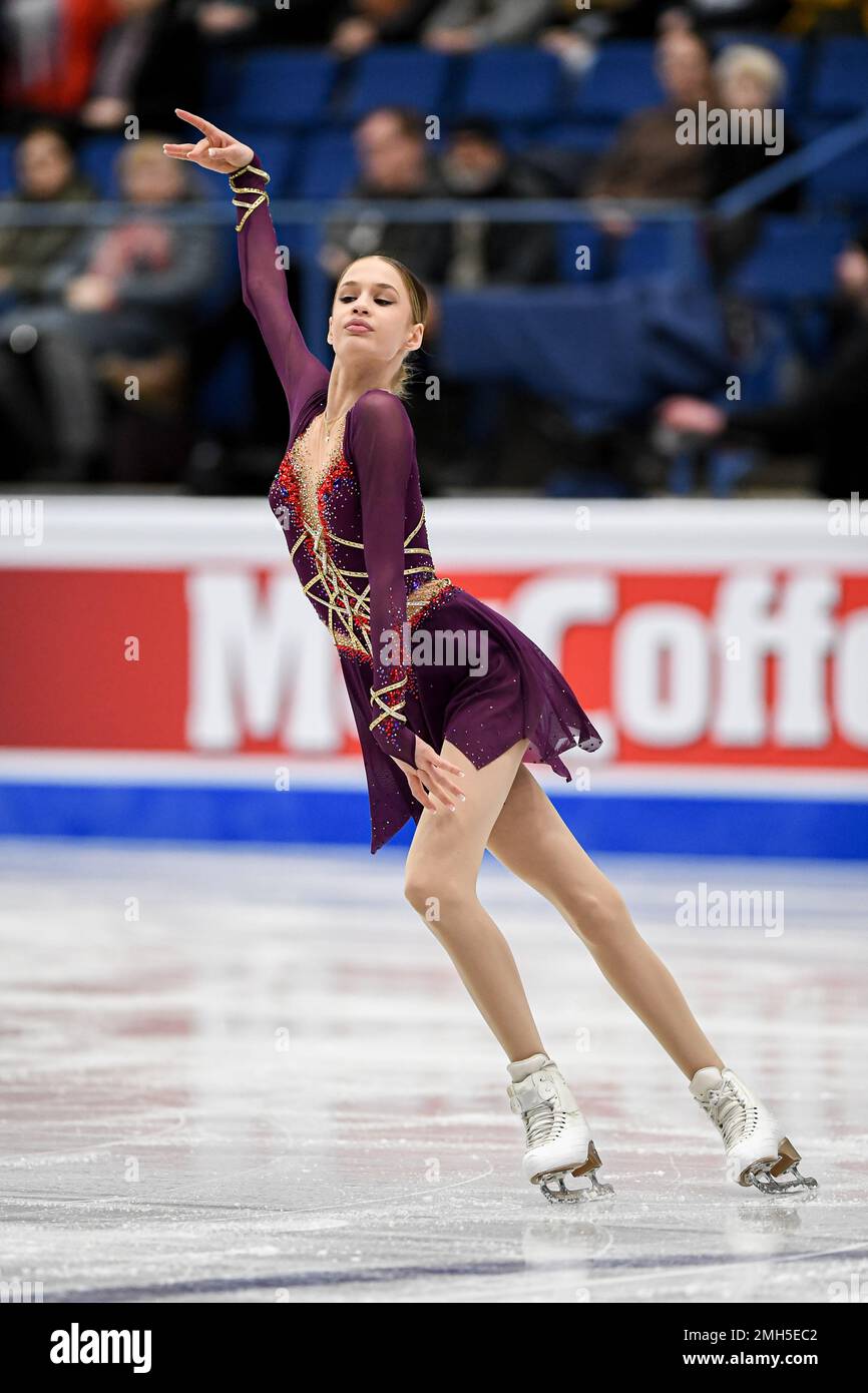 Kimmy REPOND (SUI), during Women Short Program, at the ISU European Figure Skating Championships ...