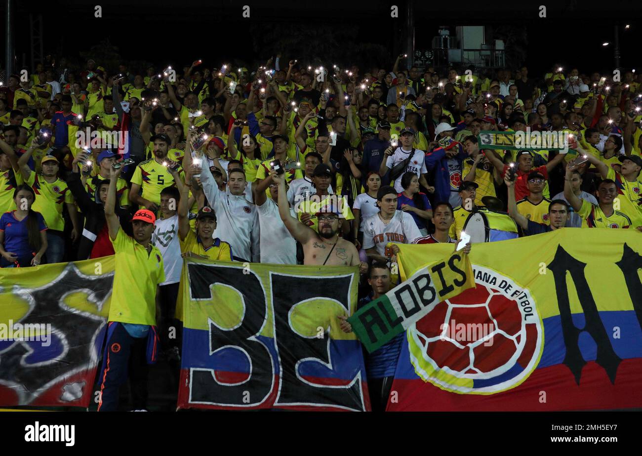 Colombia soccer fans cheer their team before a South America Olympic ...