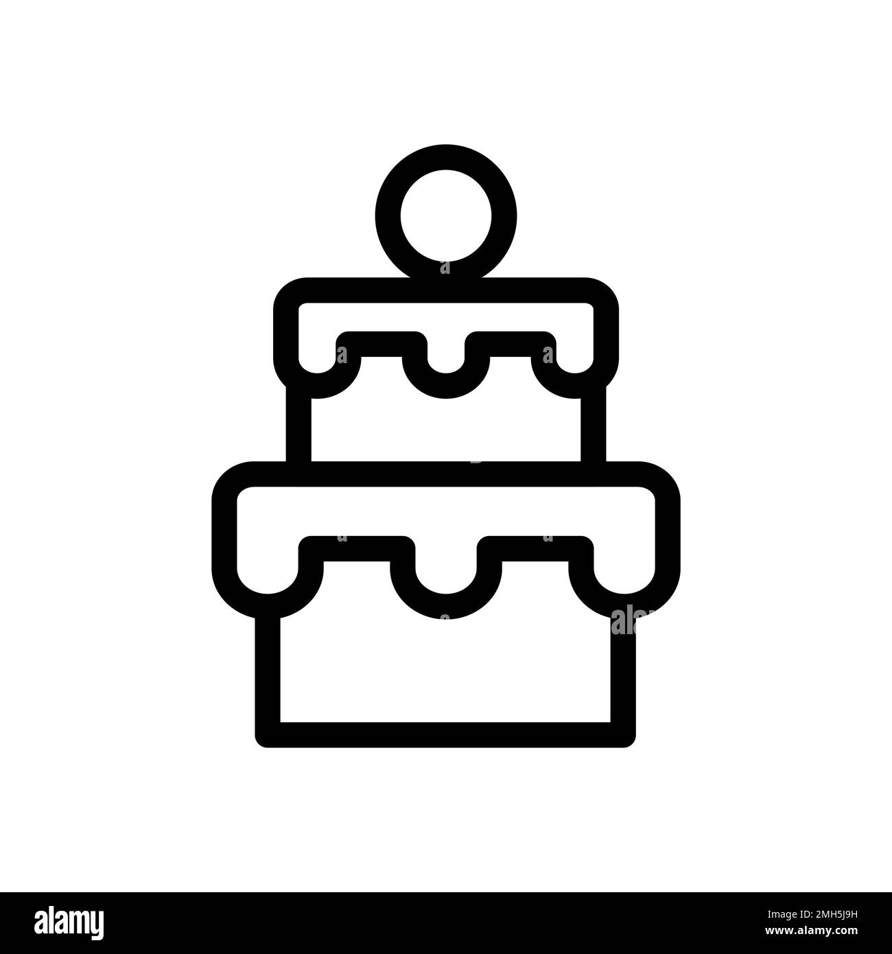 Birthday cake icon line isolated on white background. Black flat thin ...