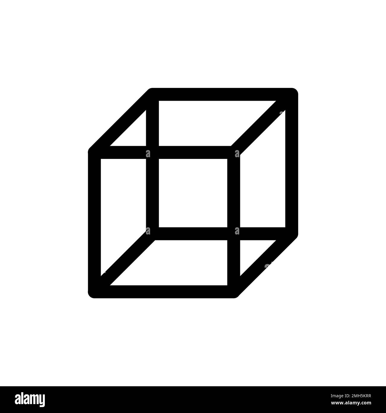 Cube icon line isolated on white background. Black flat thin icon on ...
