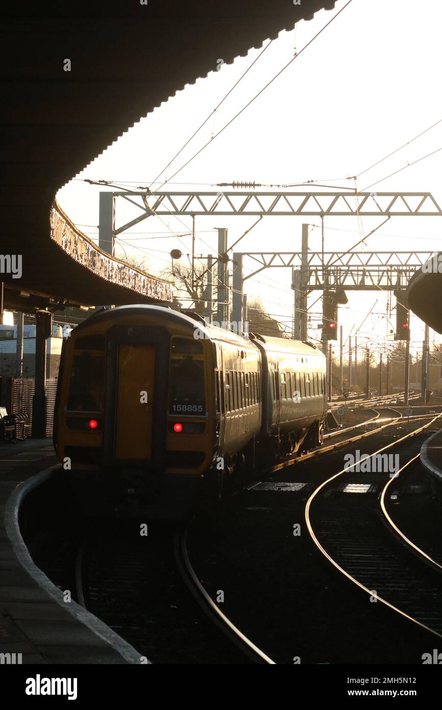 Northern trains express sprinter dmu waiting in Carnforth railway ...