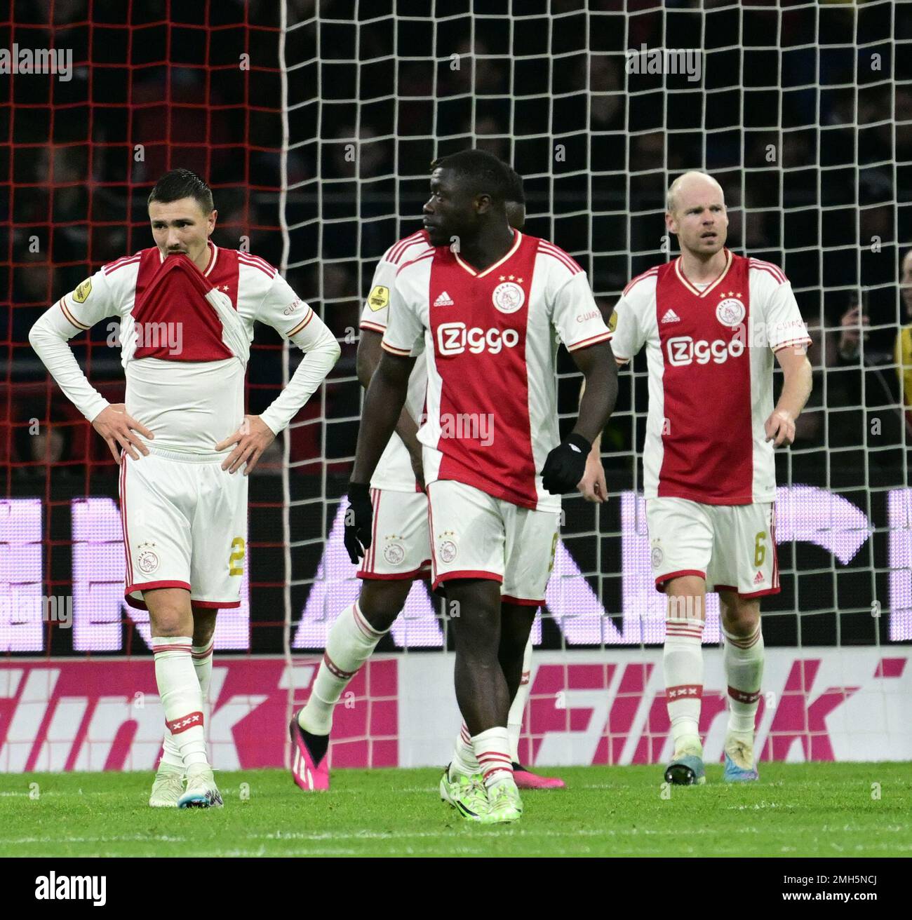 AMSTERDAM - (lr) Steven Berghuis of Ajax, Brian Brobbey of Ajax, Davy Klaassen of Ajax ...