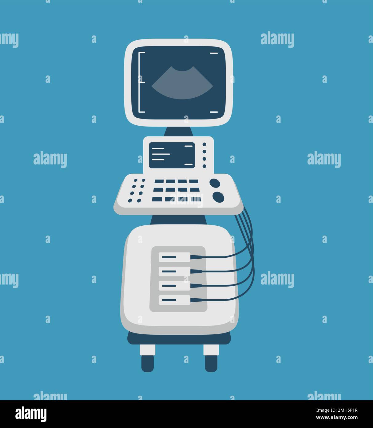 Ultrasound scan machine. Hospital examination room equipment isolated ...