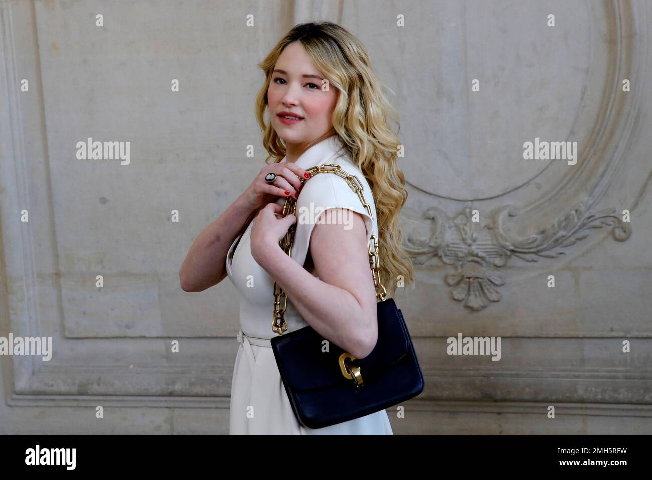 Actress and singer Haley Bennett poses before Dior Haute Couture Spring ...