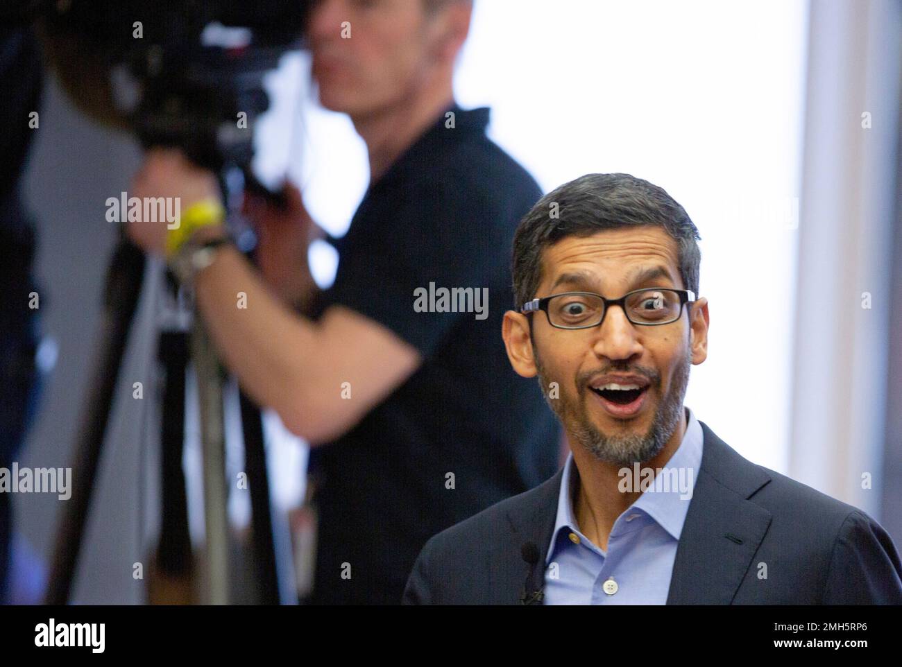 Google's chief executive Sundar Pichai arrives for an event on ...