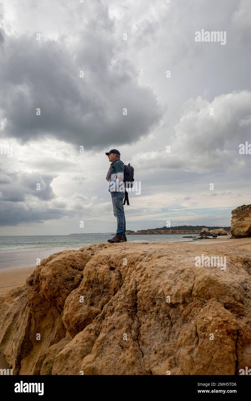 Male hiker enjoying ocean landscape hi-res stock photography and images ...