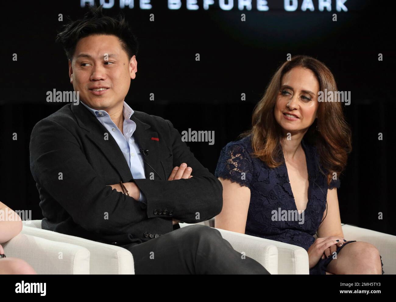 Jon M. Chu, left, and Dara Resnik speak at the "Home Before Dark" panel ...