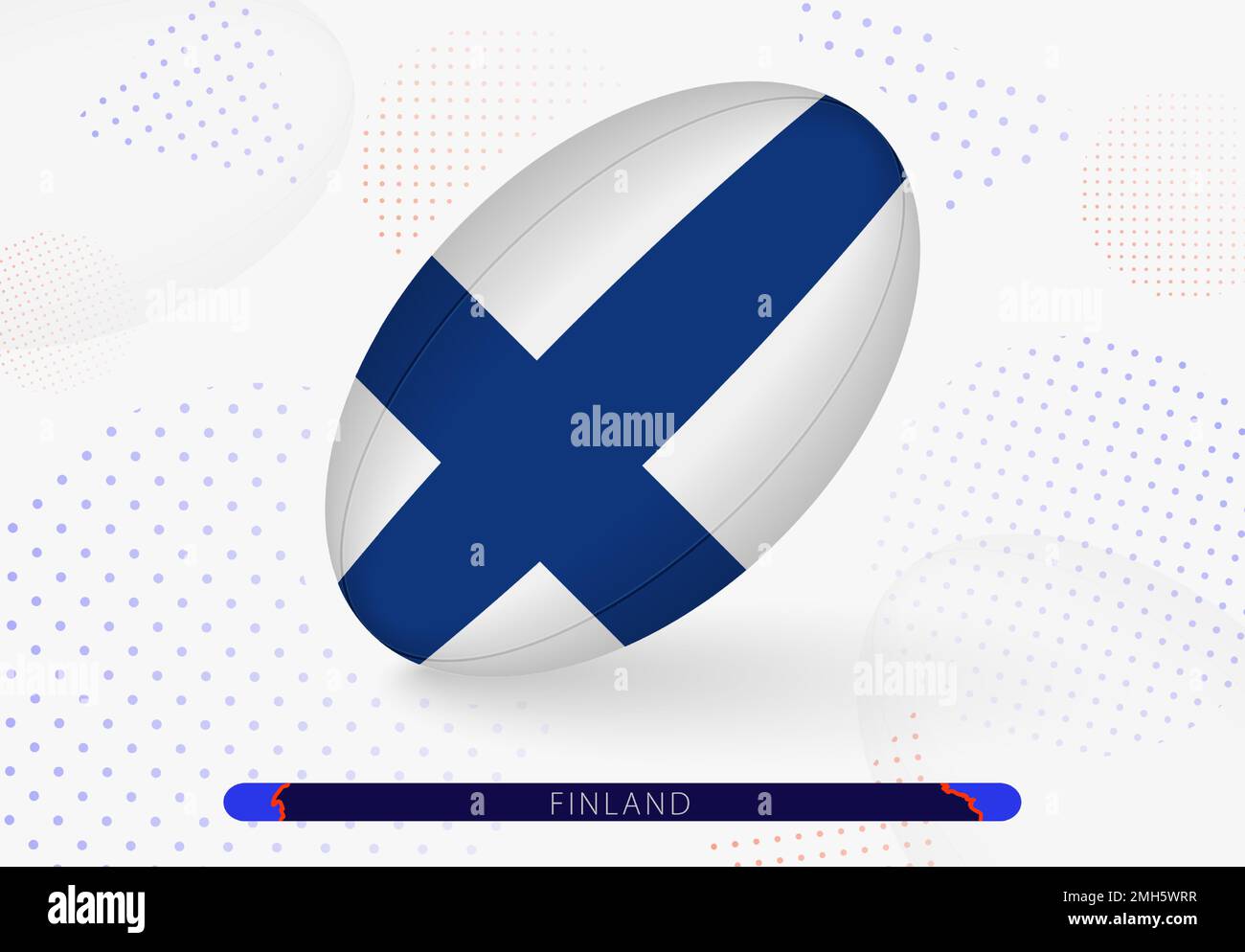 Rugby ball with the flag of Finland on it. Equipment for rugby team of ...