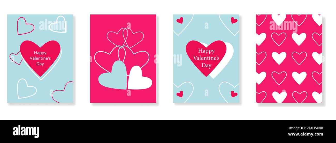 Set of Happy Valentines Day cards. Design template for advertising, web ...