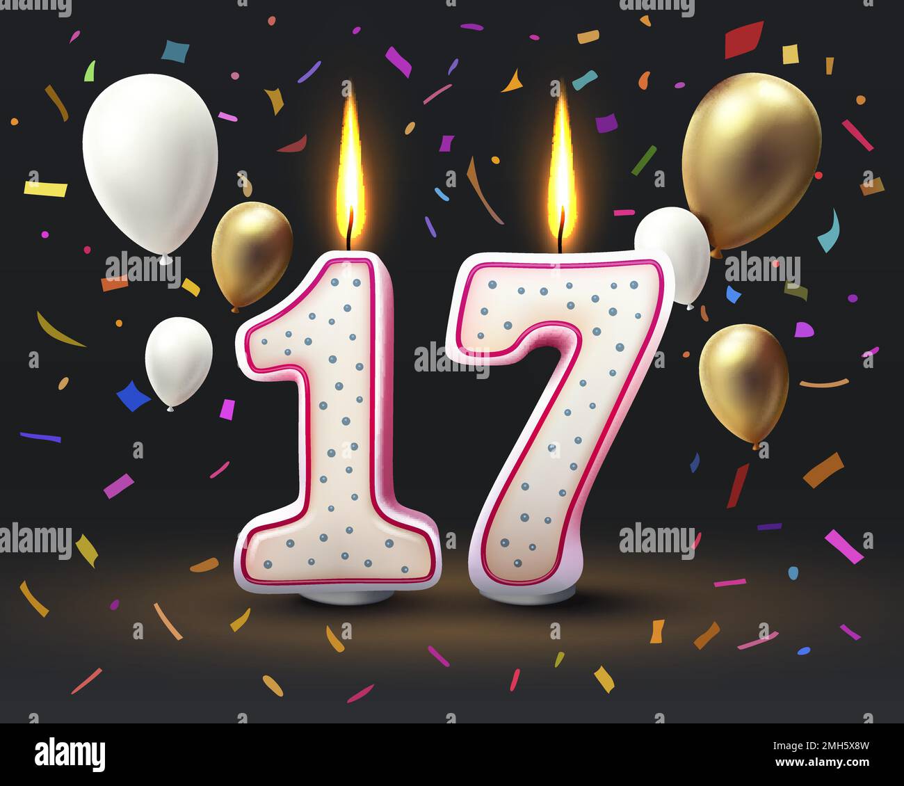 Happy Birthday years. 17 anniversary of the birthday, Candle in the ...
