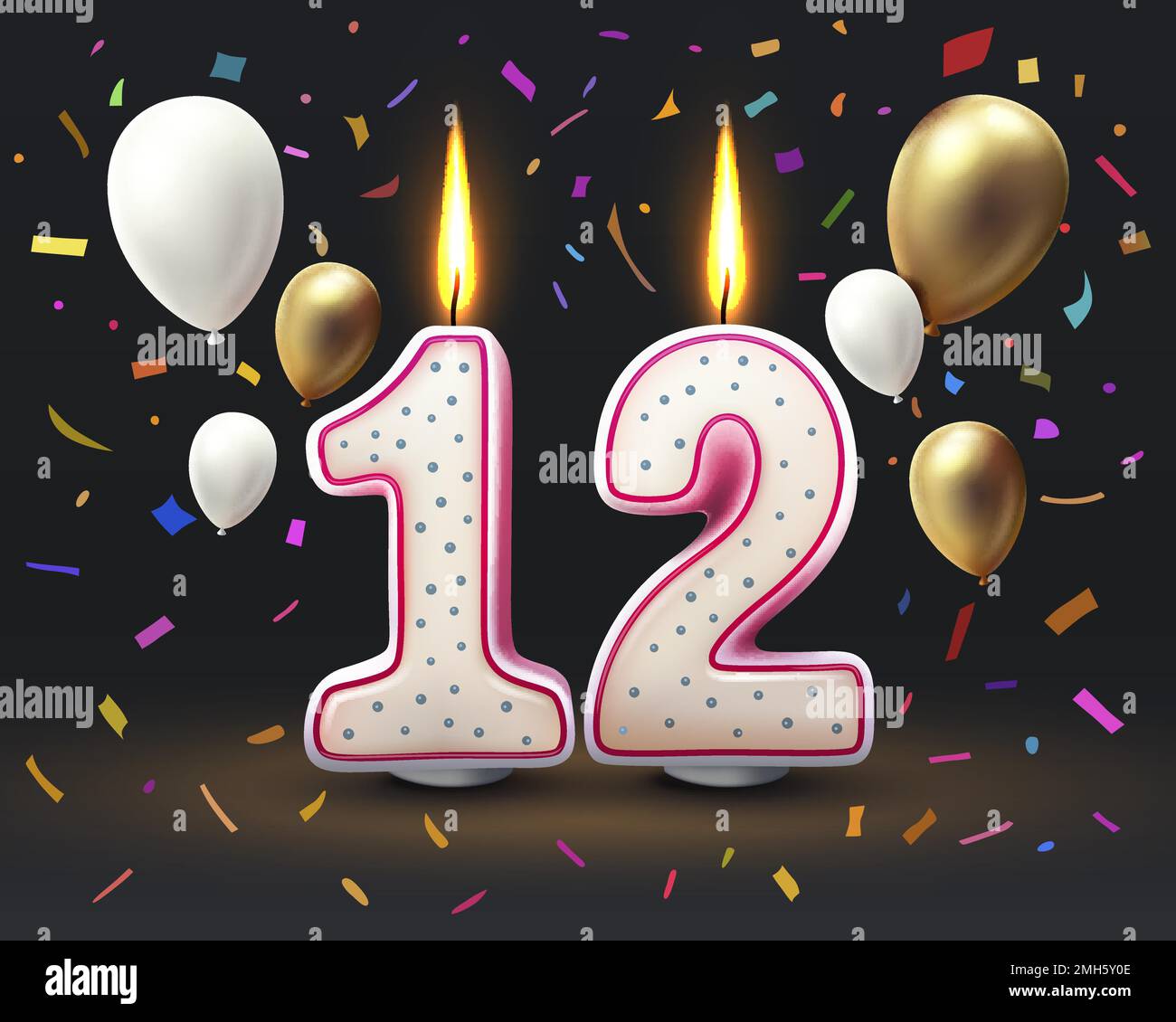 Happy Birthday years. 12 anniversary of the birthday, Candle in the ...