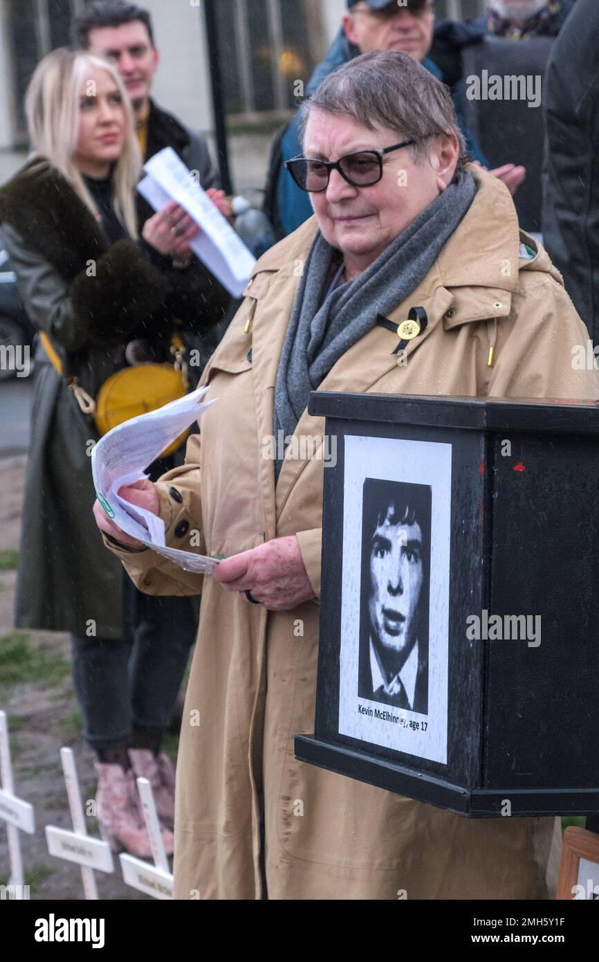 London, UK. 26 Jan 2023. Jeam Hegarty nex to the picture of her ...