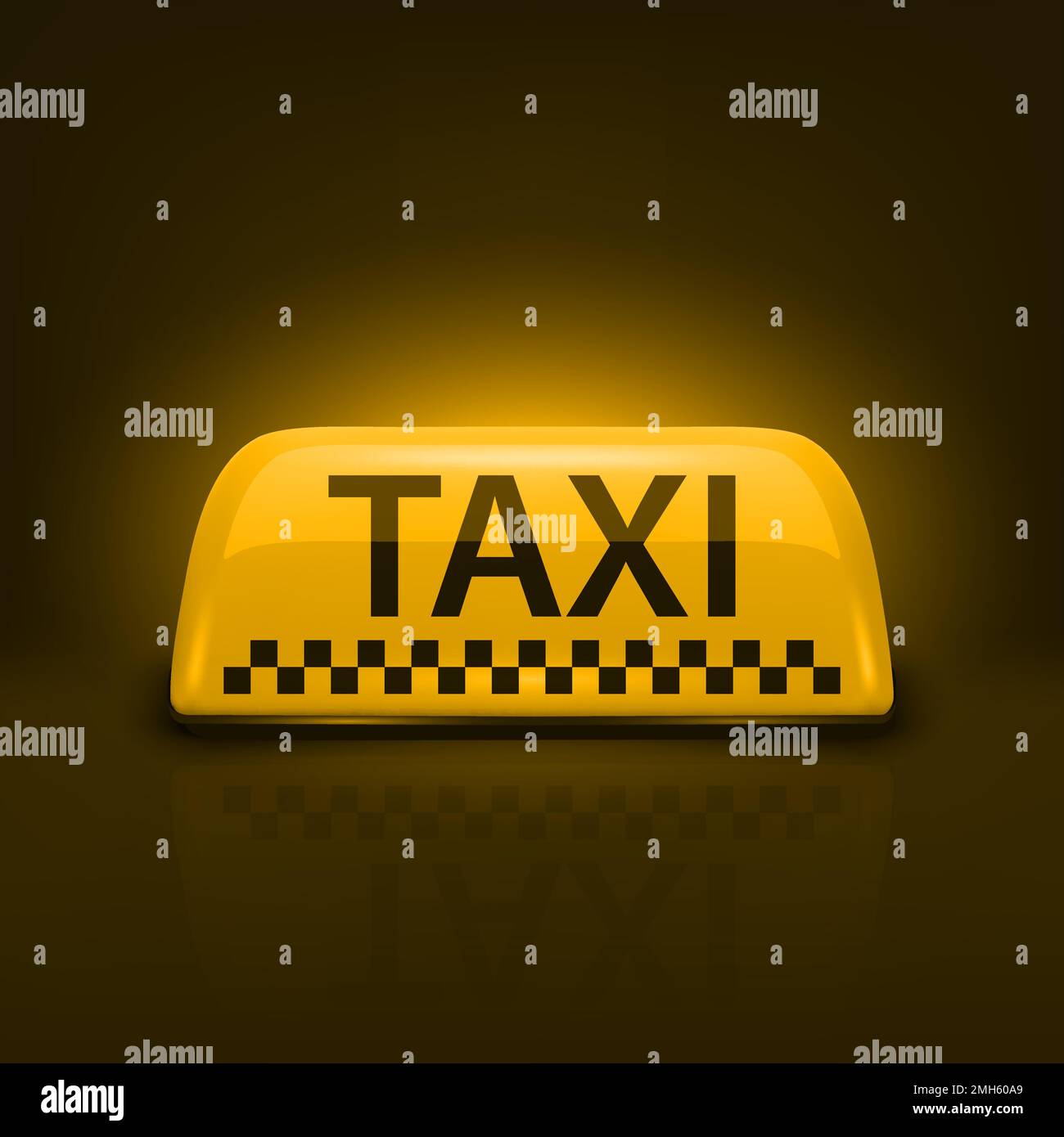 Vector Glowing Yellow Roof Taxi Car Sign Closeup on Black Background ...