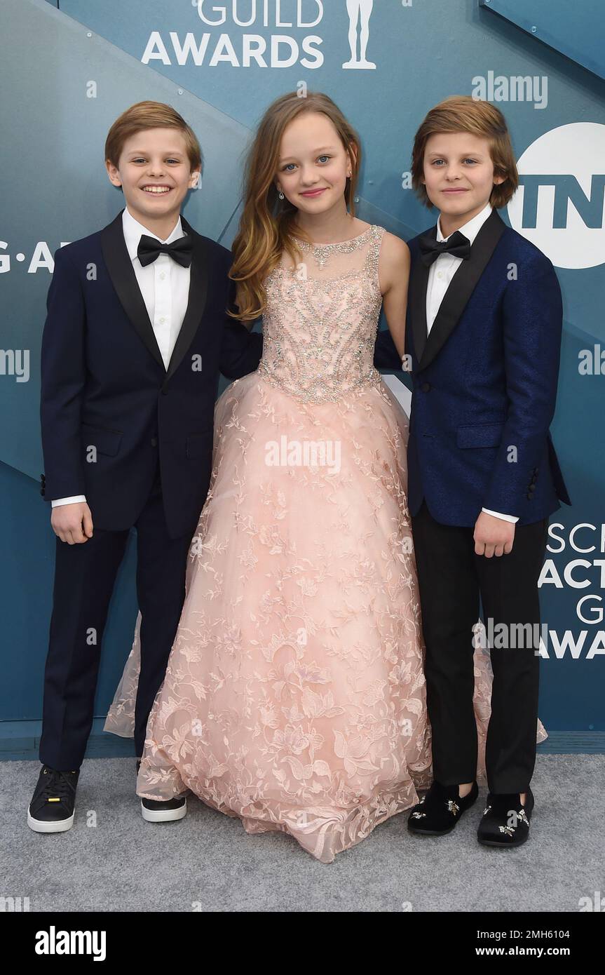 Cameron Crovetti, from left, Ivy George, and Nicholas Crovetti arrive ...