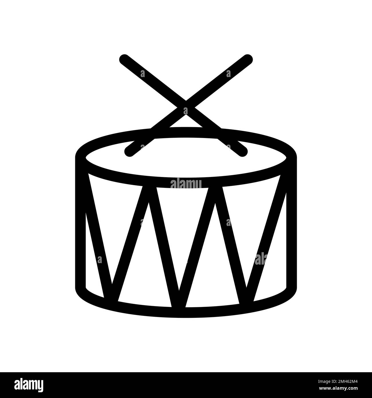 Drum icon line isolated on white background. Black flat thin icon on ...