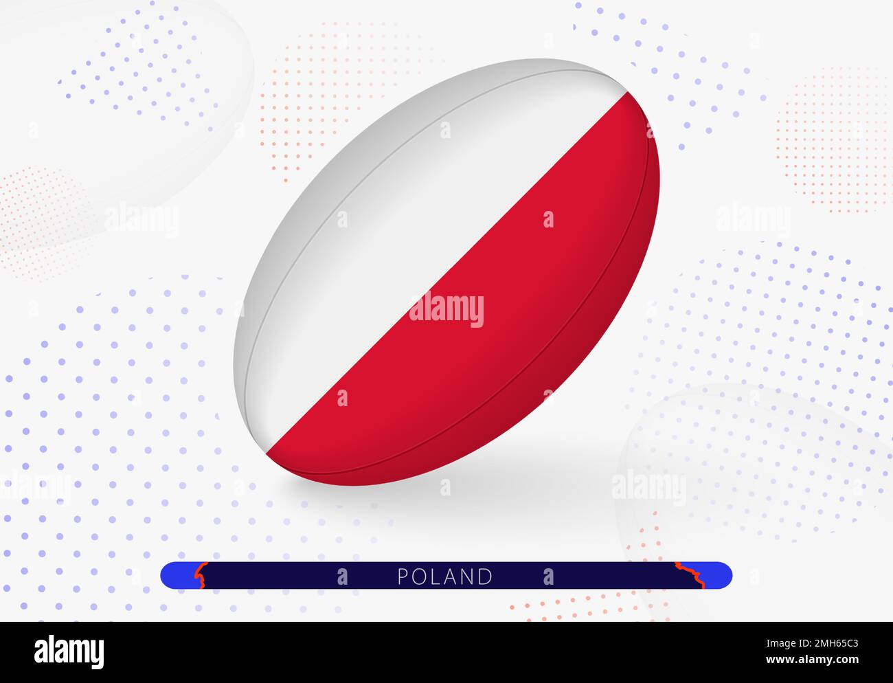Rugby ball with the flag of Poland on it. Equipment for rugby team of ...