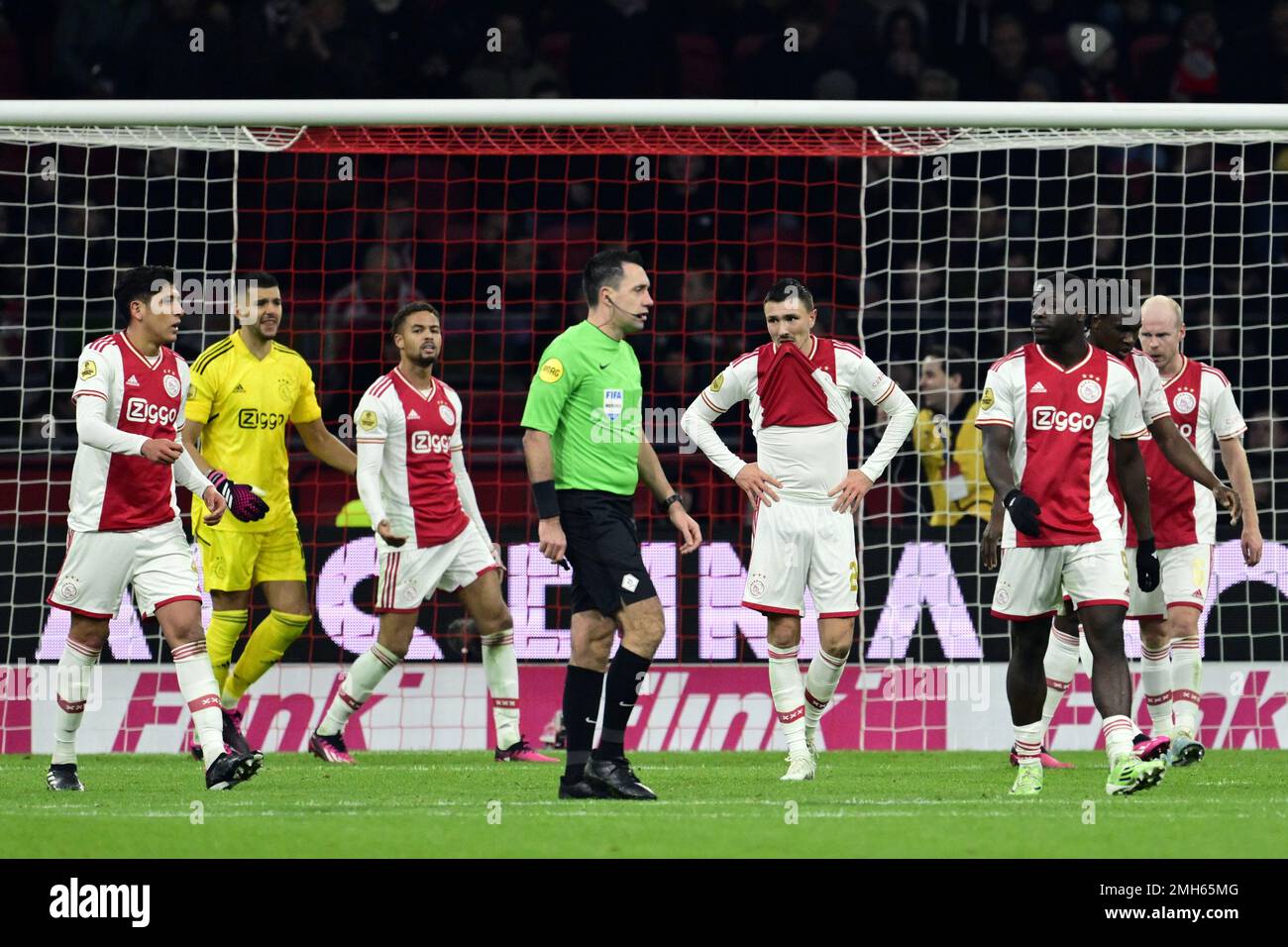AMSTERDAM - (lr) Edson Alvarez of Ajax, Ajax goalkeeper Geronimo Rulli, Devyne Rensch of Ajax ...