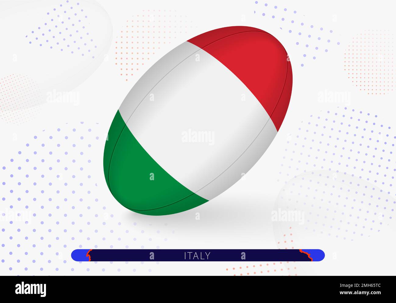 Rugby ball with the flag of Italy on it. Equipment for rugby team of ...
