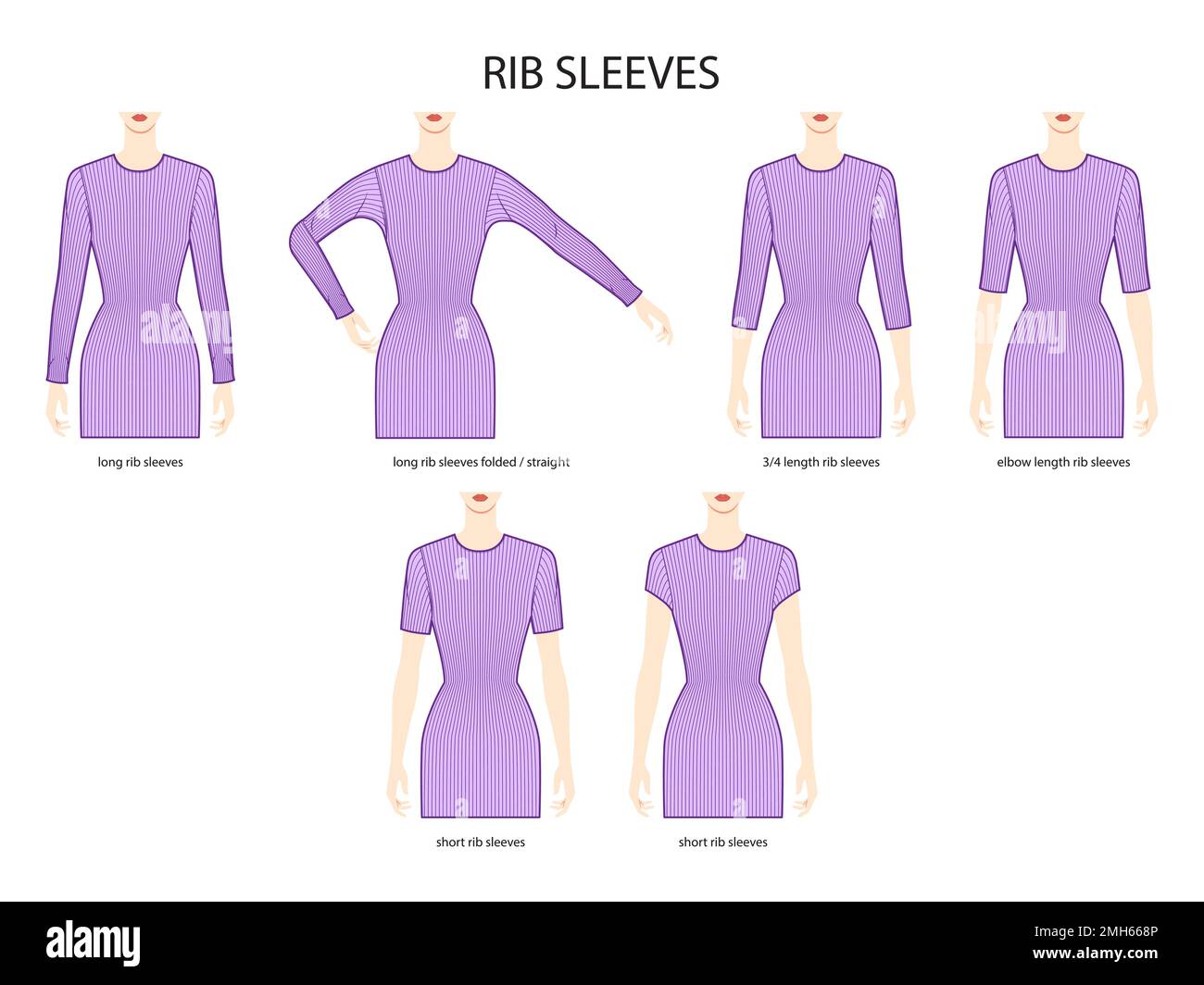 Set of Rib sleeves clothes knit long, short, 3-4, elbow length, folded ...