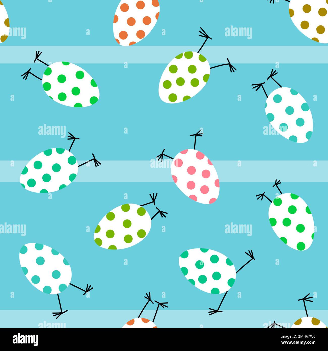 Easter cartoon eggs with legs seamless pattern for wrapping paper and ...