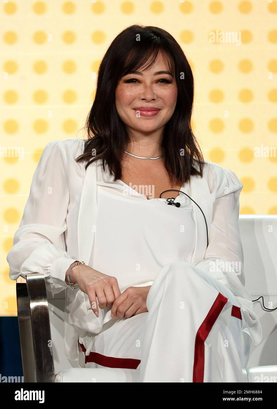 Mandie Taketa speaks at the "Comedy IQ" panel during the BYUtv TCA 2020 ...