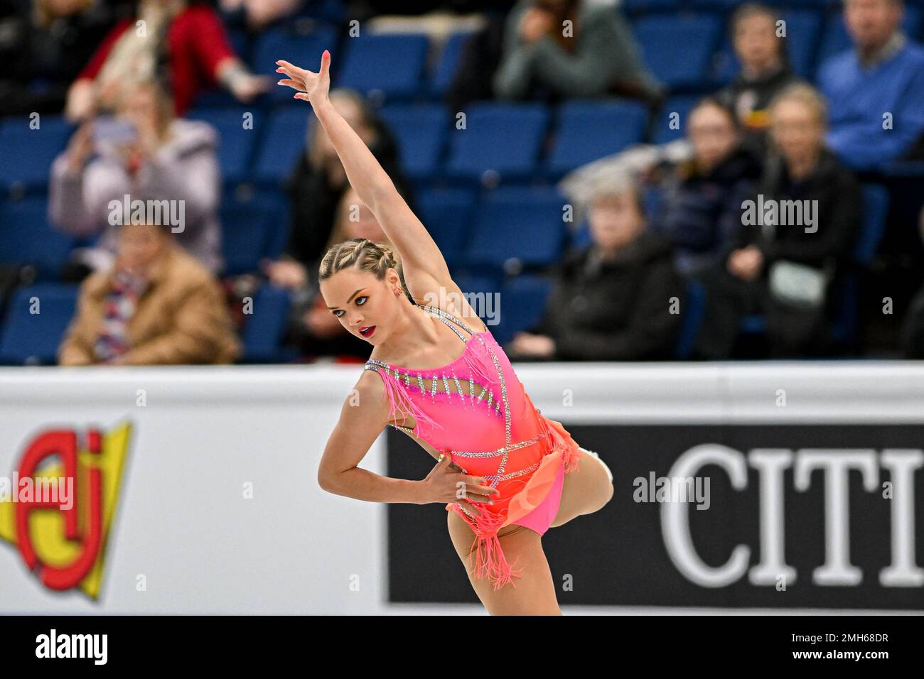 Loena HENDRICKX (BEL), during Women Short Program, at the ISU European Figure Skating ...
