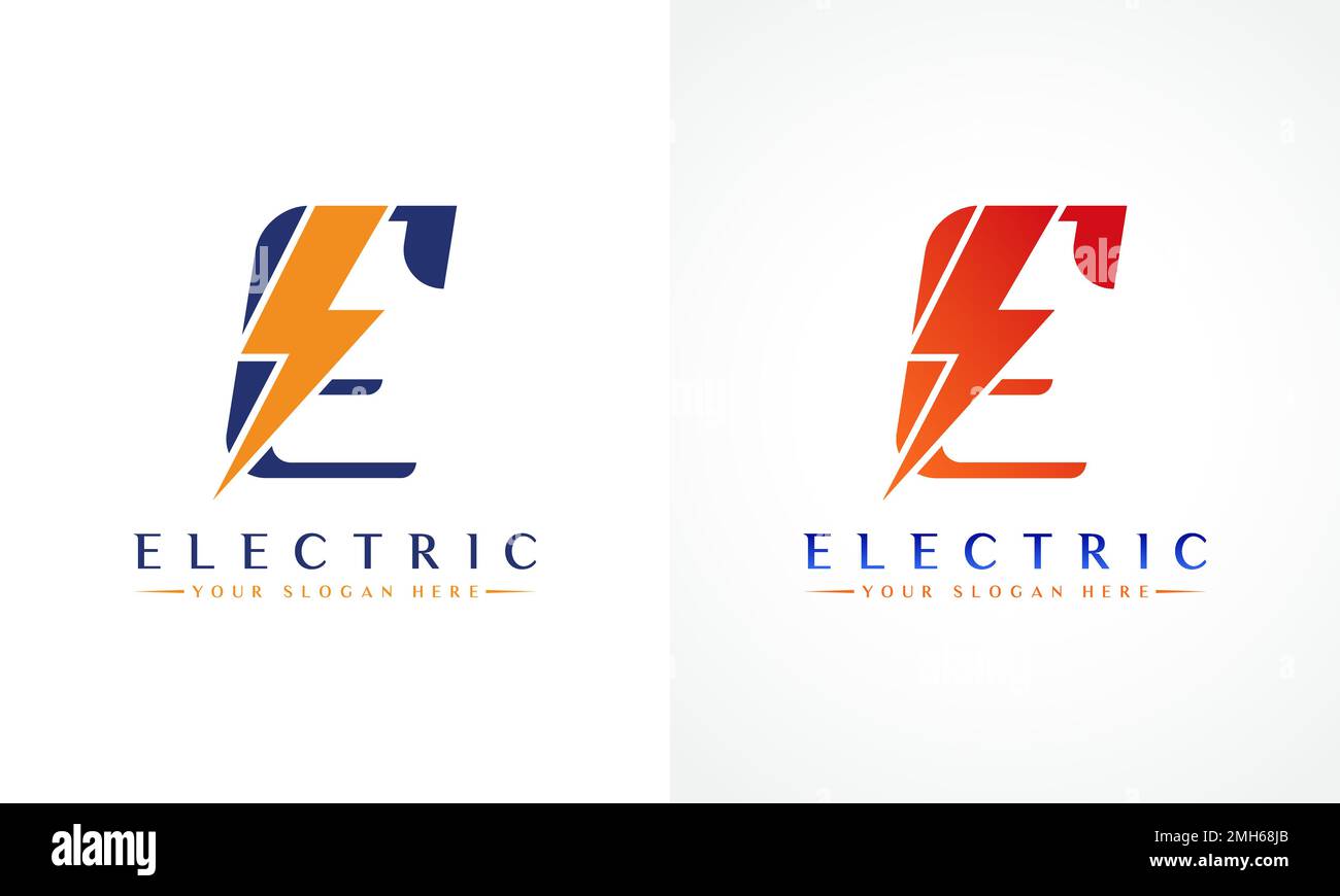 E Letter Logo With Lightning Thunder Bolt Vector Design. Electric Bolt Letter E Logo Vector ...