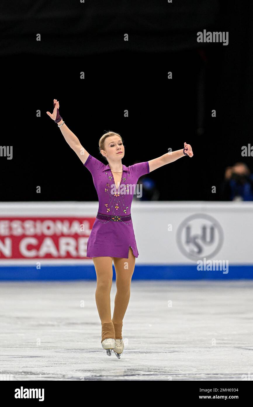 Ekaterina KURAKOVA (POL), during Women Short Program, at the ISU European Figure Skating ...