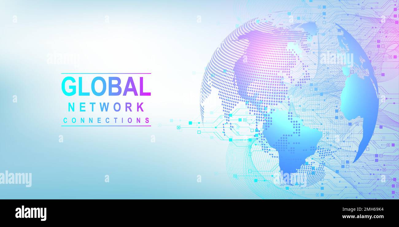 Global network connection concept. Big data visualization. Social network communication in the ...