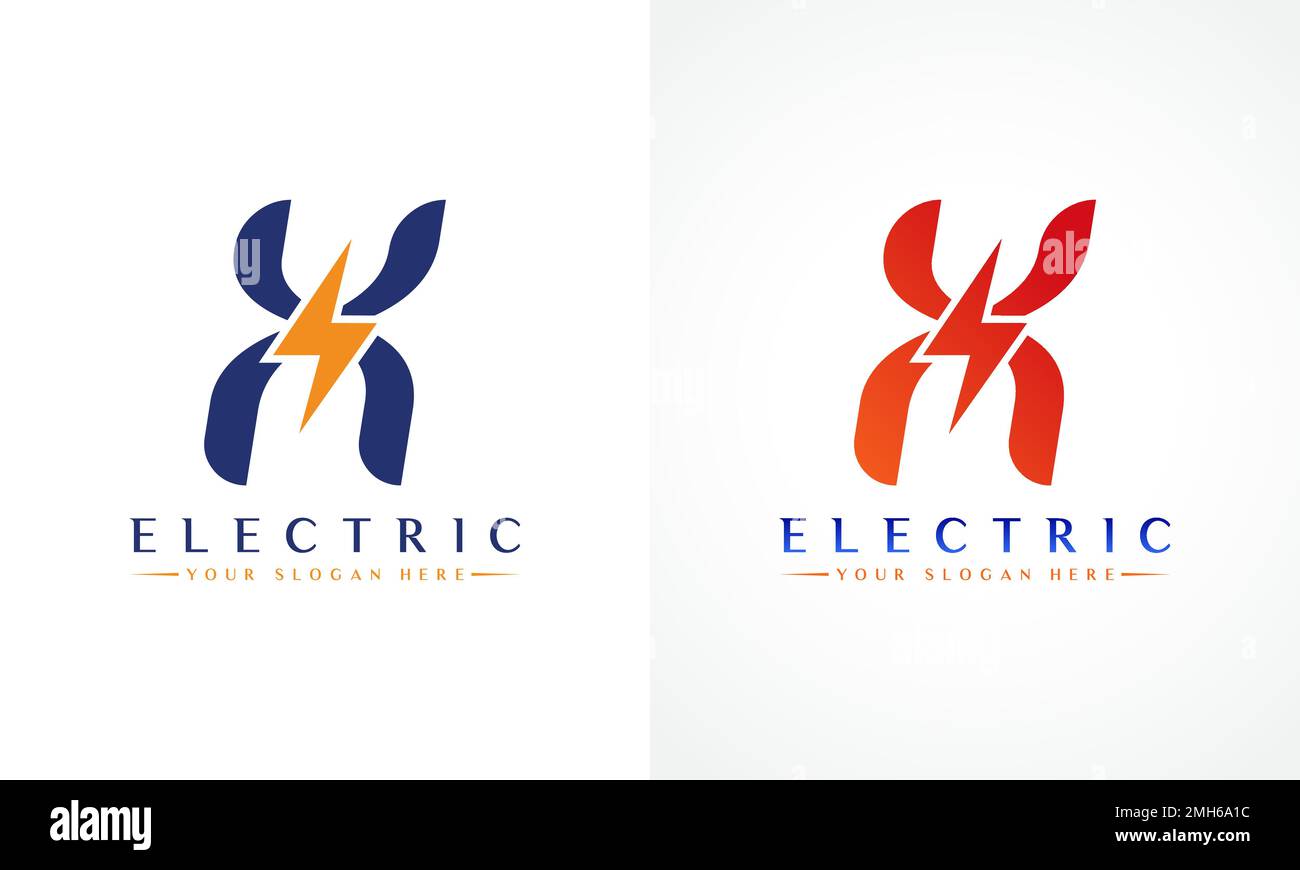 X Letter Logo With Lightning Thunder Bolt Vector Design. Electric Bolt ...