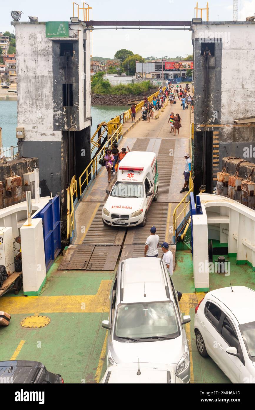 Itaparica, Bahia, Brazil - January 24, 2023: Access for boarding cars ...