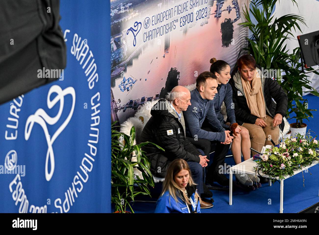 Federica SIMIOLI & Alessandro ZARBO (CZE), at Kiss & Cry, during Pairs ...