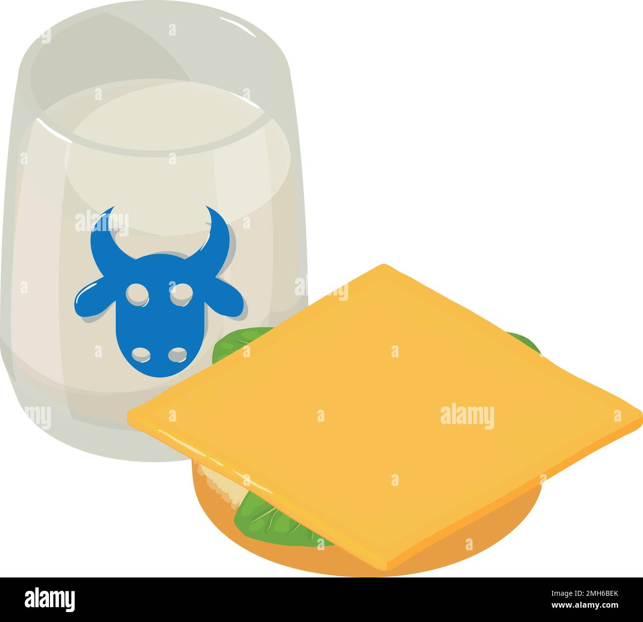 Healthy breakfast icon isometric vector. Sandwich with cheese and glass ...