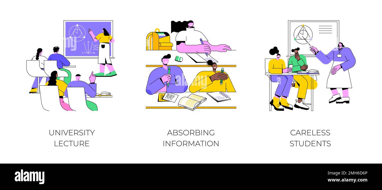 Acquire knowledge isolated cartoon vector illustrations set. University ...